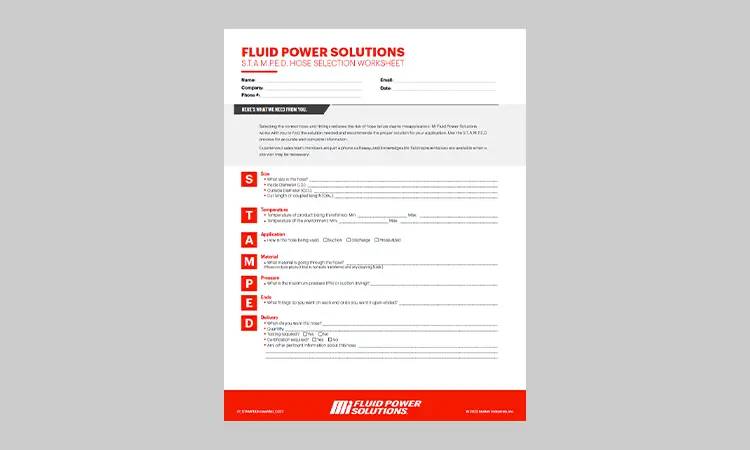 S.T.A.M.P.E.D. Hose Selection Worksheet