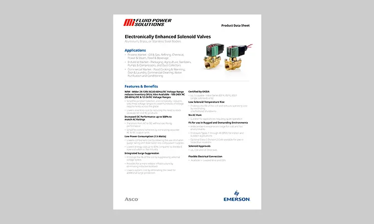 ASCO | Electronically Enhanced Solenoid Valves Data Sheet
