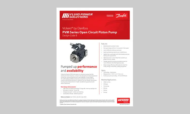 Vickers | PVM Series Open Circuit Piston Pump - Motion Fluid Power